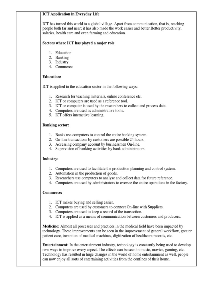 ICT Application in Everyday Life | PDF | Information Technology ...