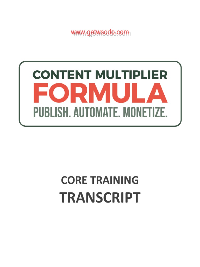 (Content Multiplier Formula) Core Training PDF | PDF | You Tube | Search Engine Optimization