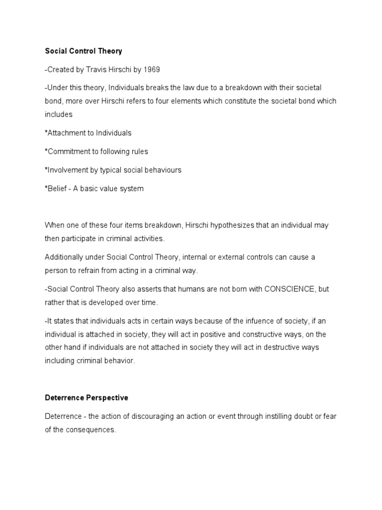 SOCIAL CONTROL and DETERRENCE PERSPECTIVE | PDF