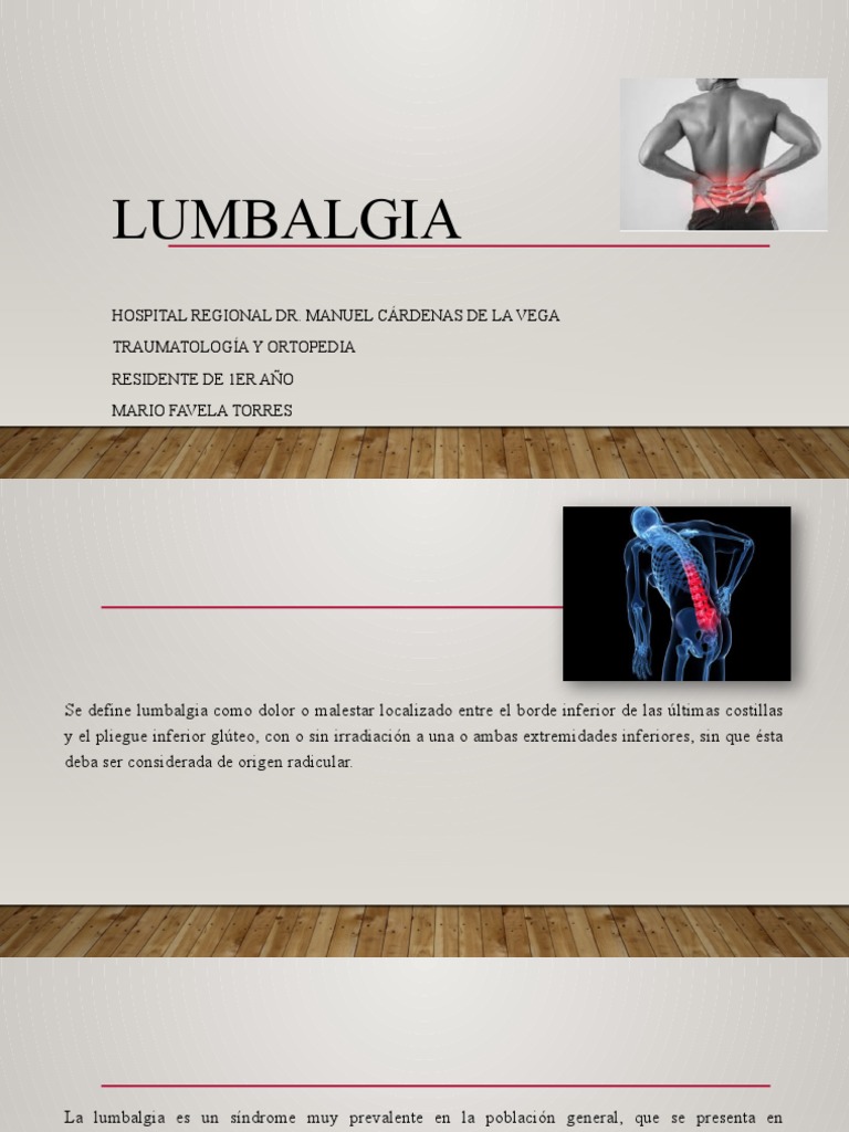Lumbalgia Presentacion | PDF | Dolor lumbar | Medicina CLINICA