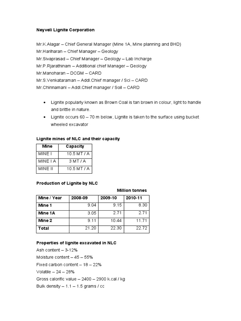 Neyveli Lignite Corporation 12 Mar 12 | PDF | Lignite | Mining