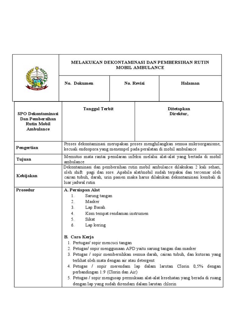 Spo Melakukan Dekontaminasi Dan Pembersihan Rutin | PDF