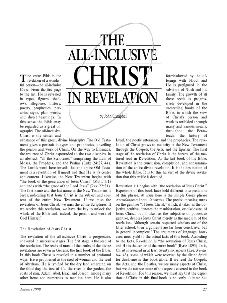 The All-Inclusive Christ in Revelation | Download Free PDF | Jesus ...
