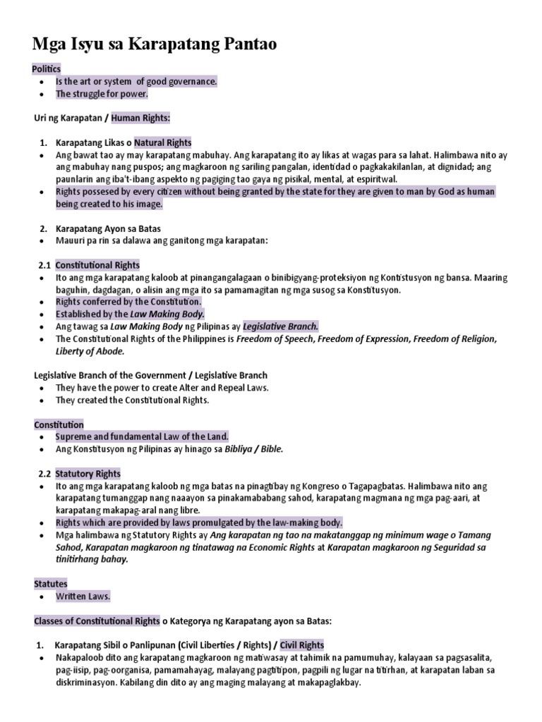 Mga Isyu Sa Karapatang Pantao | PDF