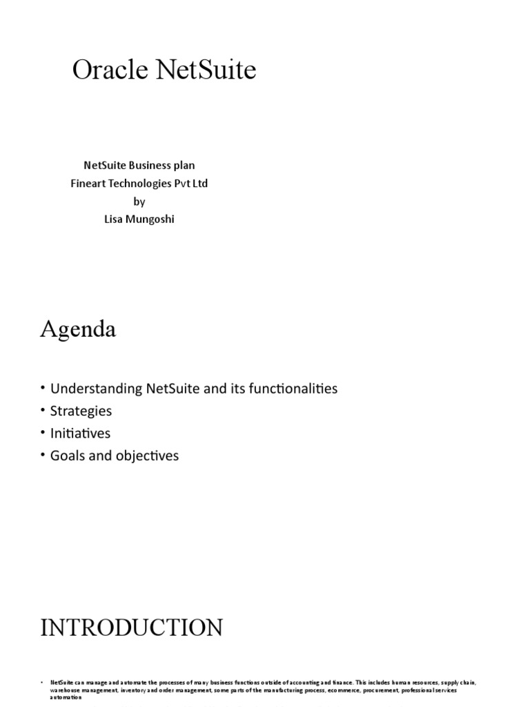 Oracle NetSuite Presentation | PDF | Cloud Computing | Economies