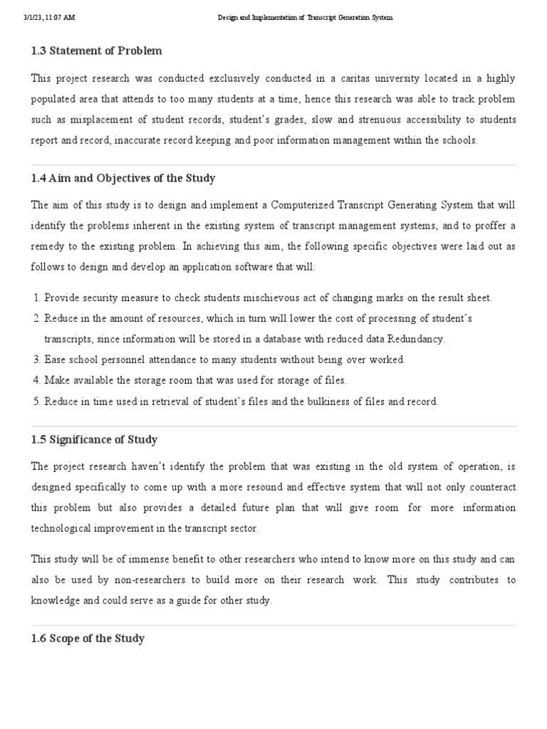 Design And Implementation Of Transcript Generation System Download Free Pdf Information Data