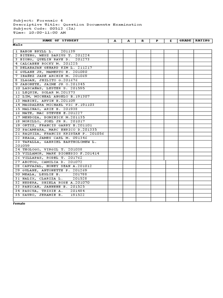 Class Record Pdf