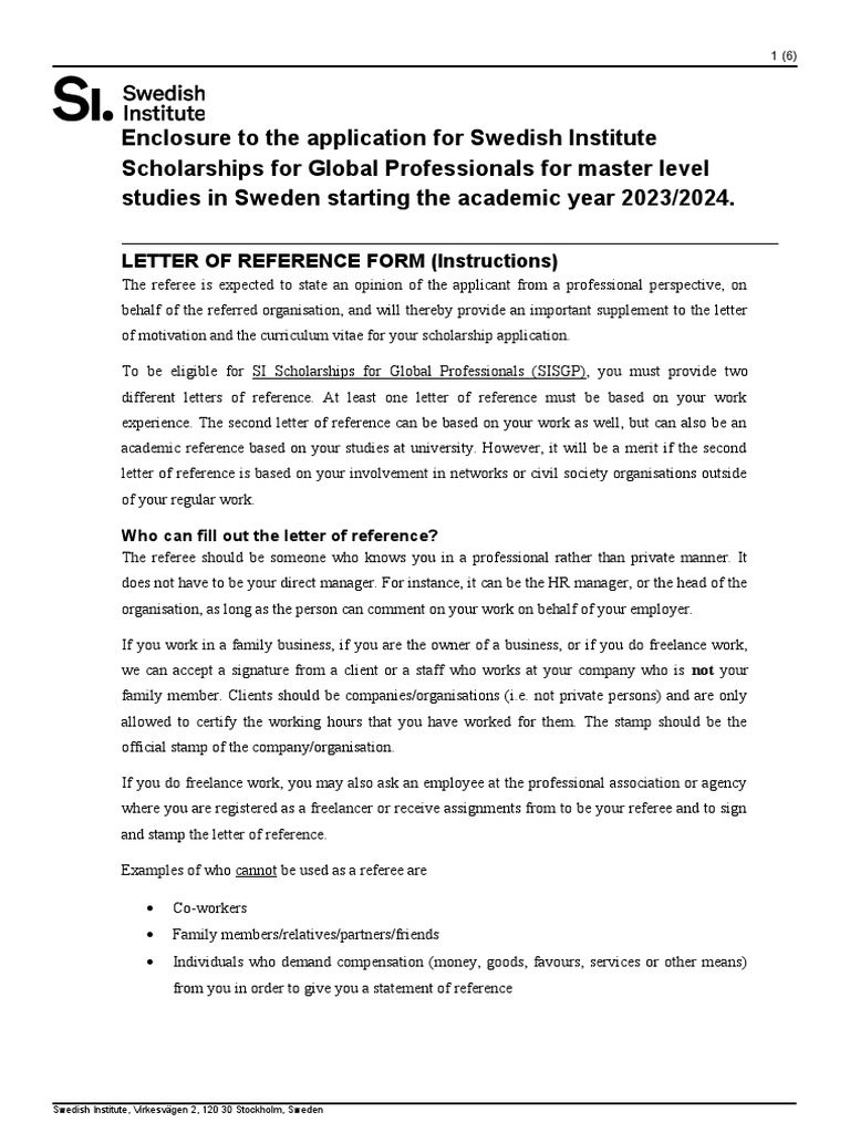 Letter of Reference Form Sisgp 2023 - 2024 - Signed | PDF | Nigeria ...