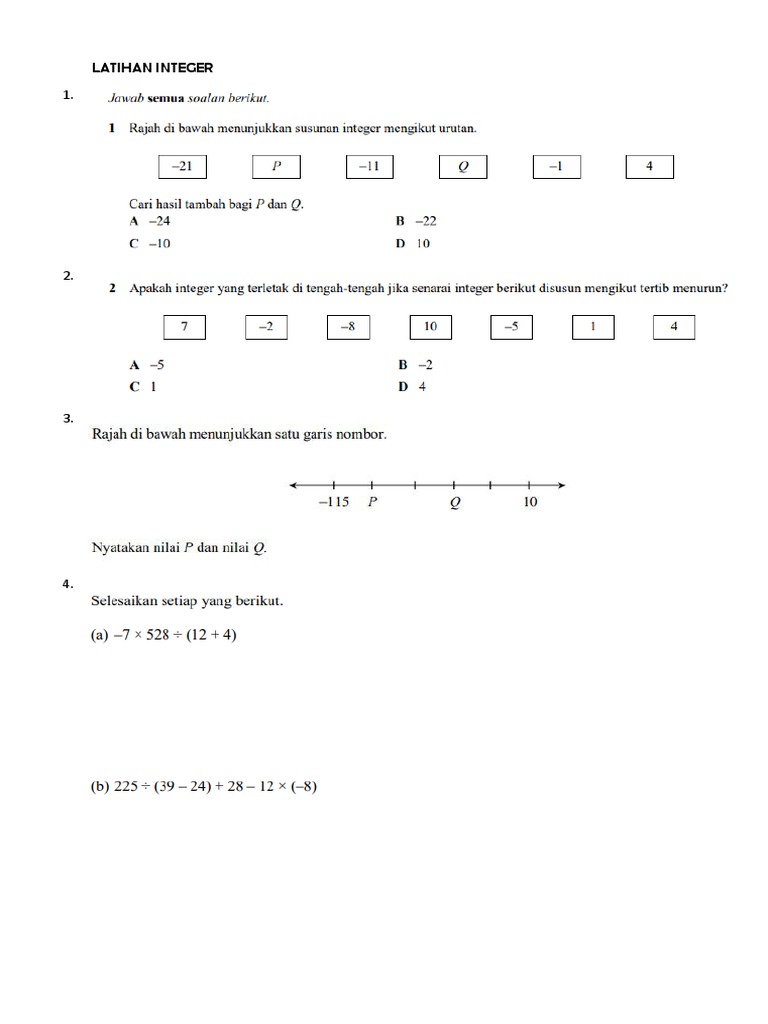 Latihan Integer | PDF