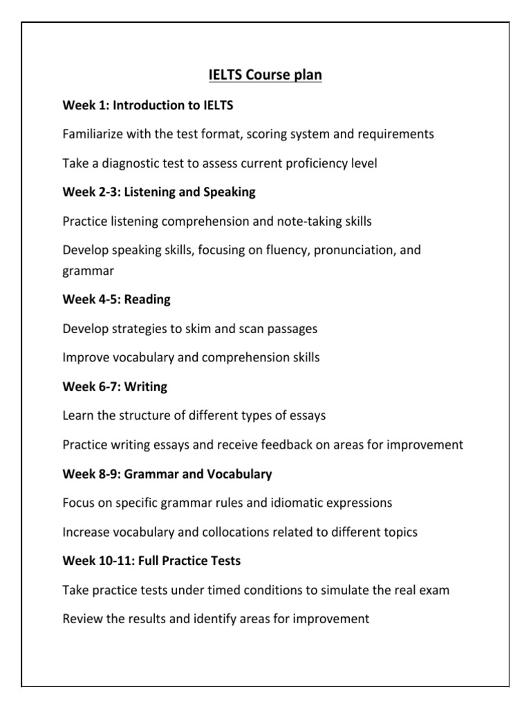 IELTS Preparation Plan | PDF
