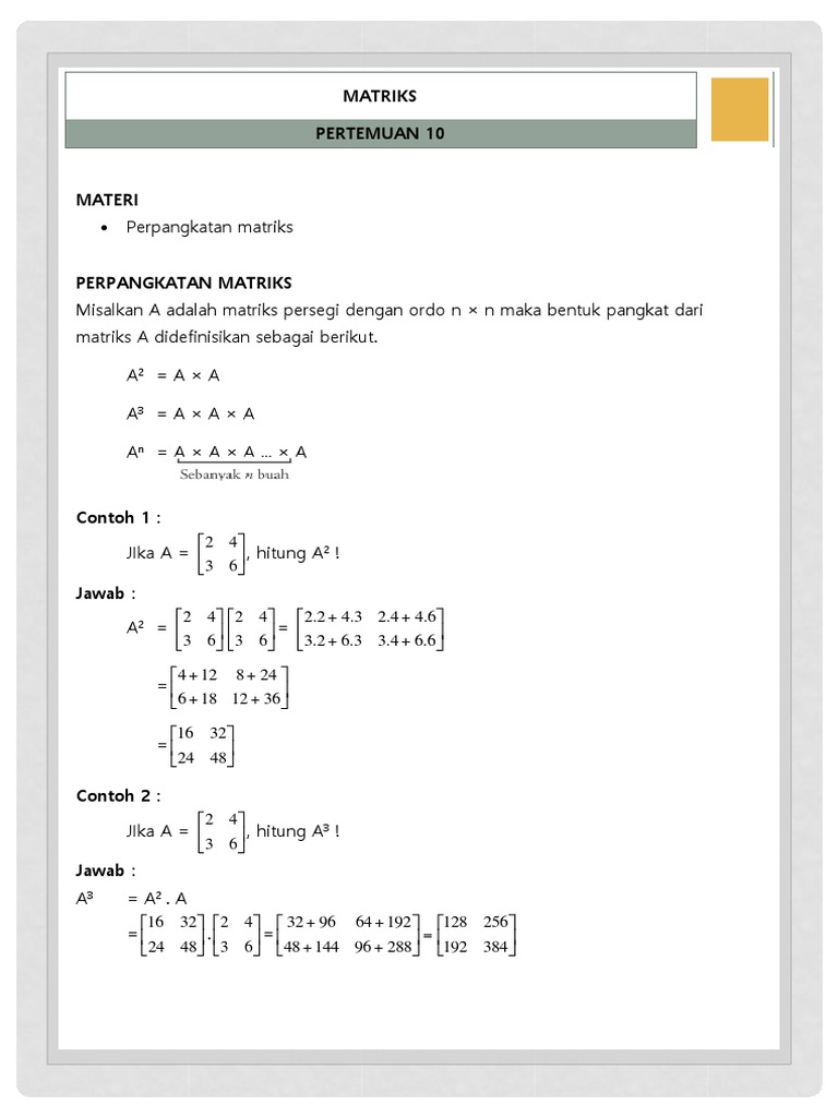 Contoh Perpangkatan Matriks | PDF