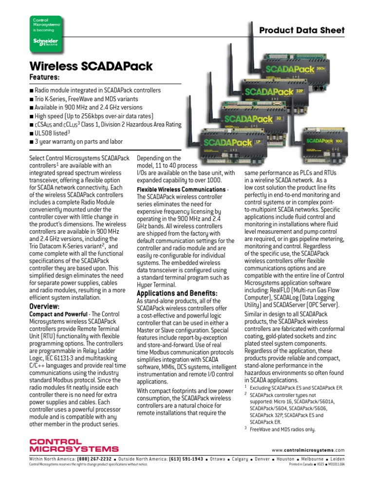SCADAPack Wireless DataSheet | Scada | Wireless