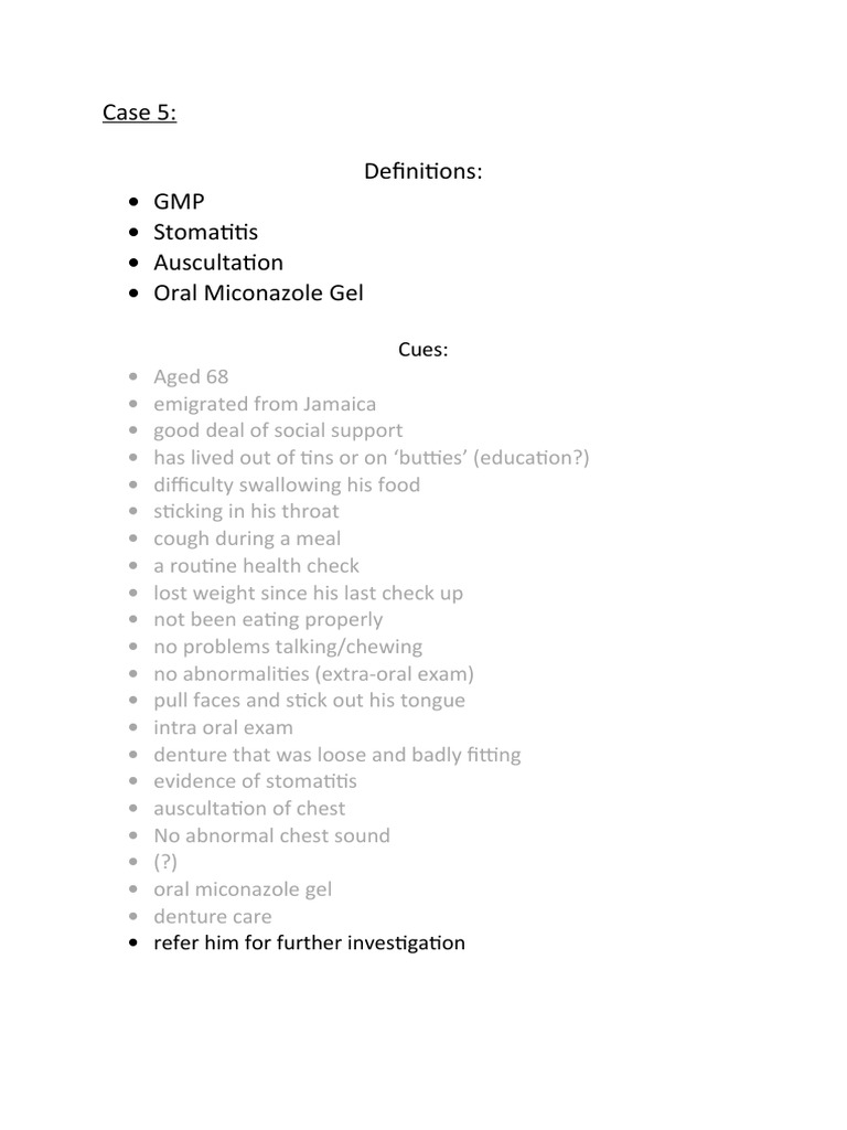 EBL Case 5 | PDF | Medical Specialties | Medicine