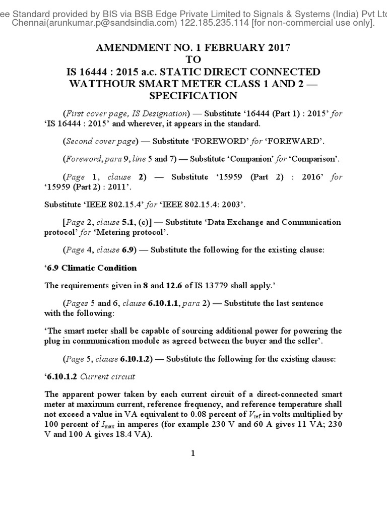 16444-Part 1 - A1-2017 PDF | PDF | Electricity | Electrical Engineering