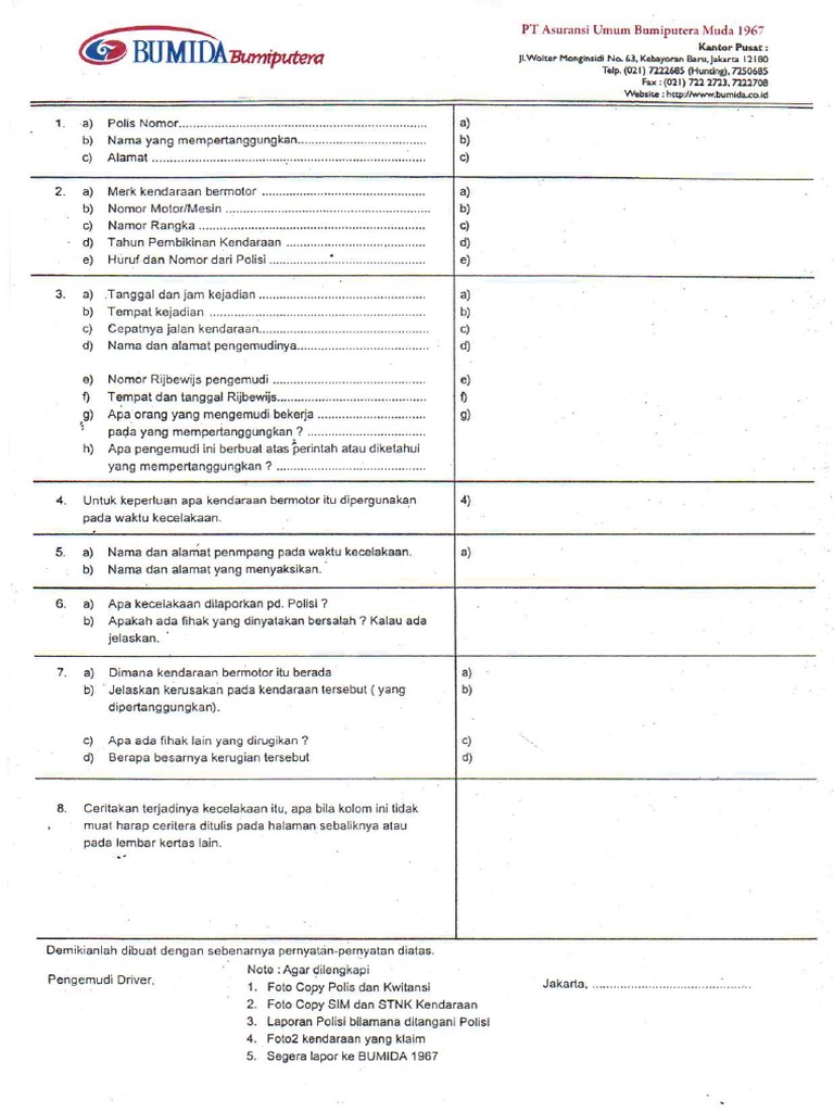 Form Klaim Bumida | PDF