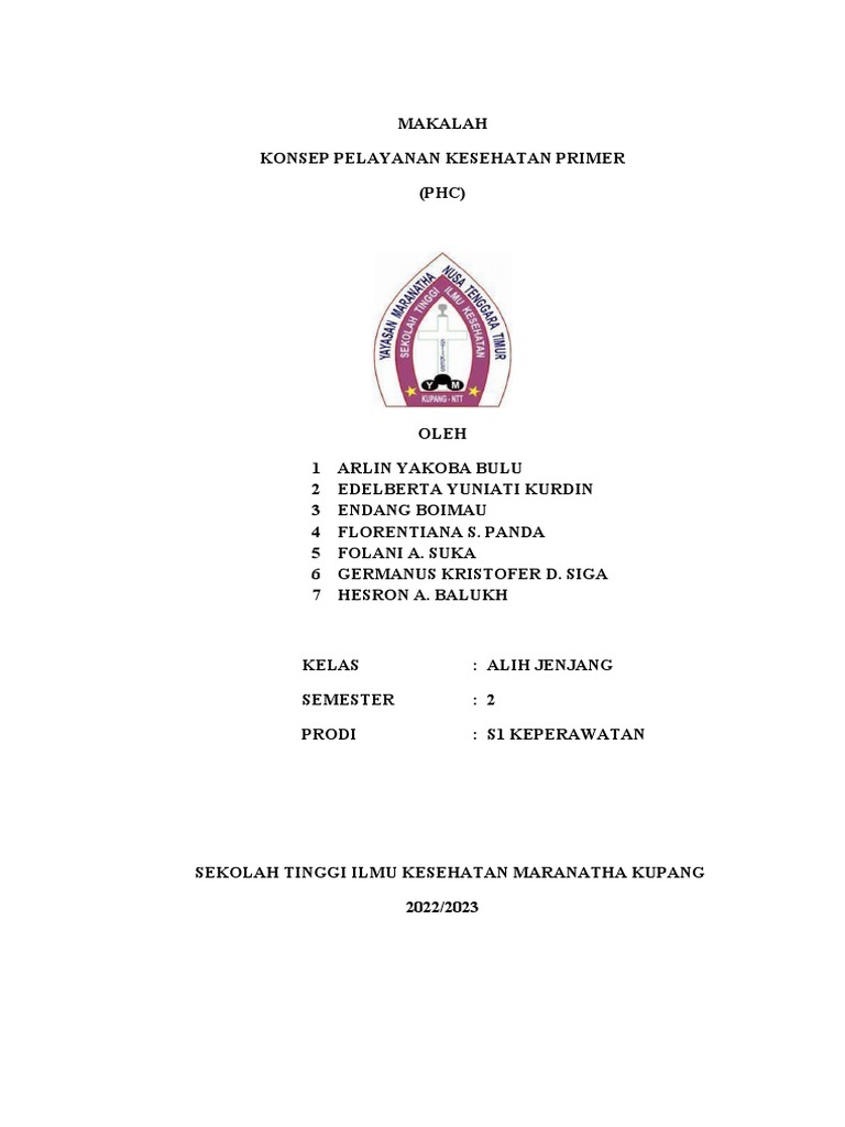 KONSEP PELAYANAN KESEHATAN PRIMER (PHC | PDF