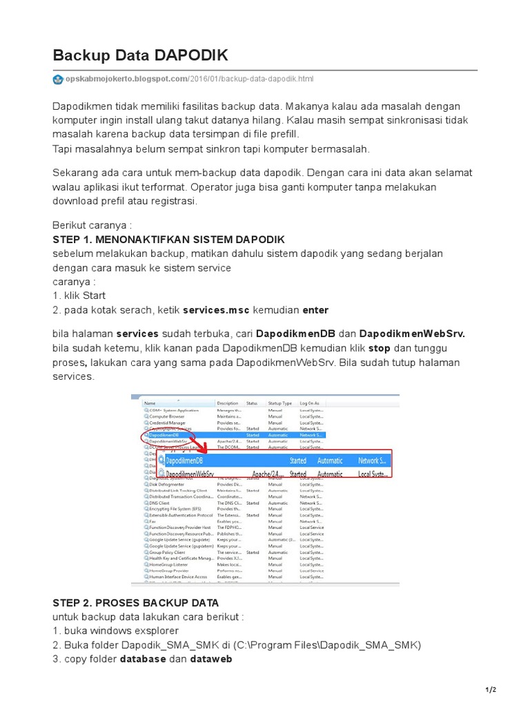 Cara Backup Data DAPODIK 2025 | PDF | Komputer