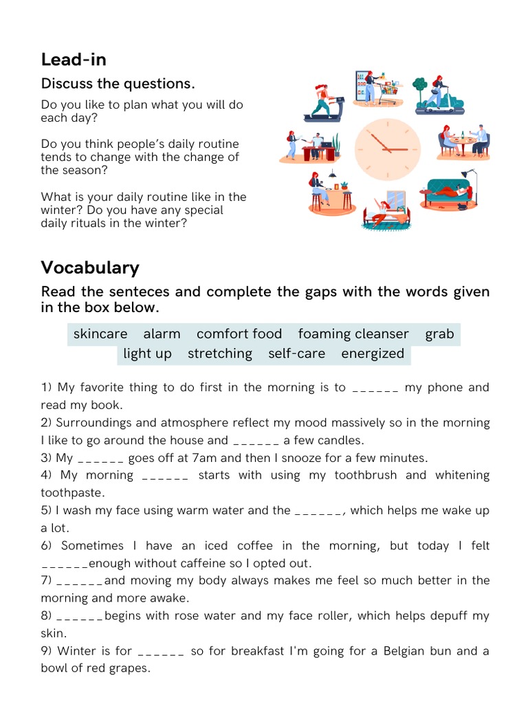 Winter Morning Routine + Healthy Morning Habits Worksheet Student's | PDF