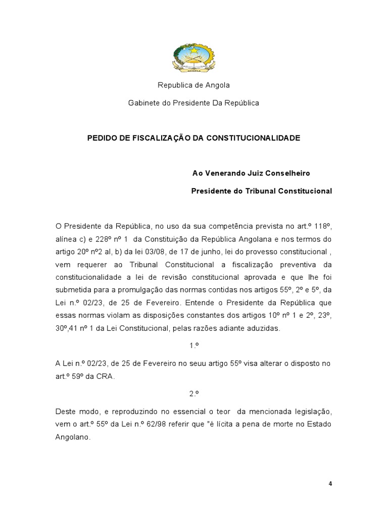 Trabalho (Modelo de Requerimento de Fiscalização Constitucional ...