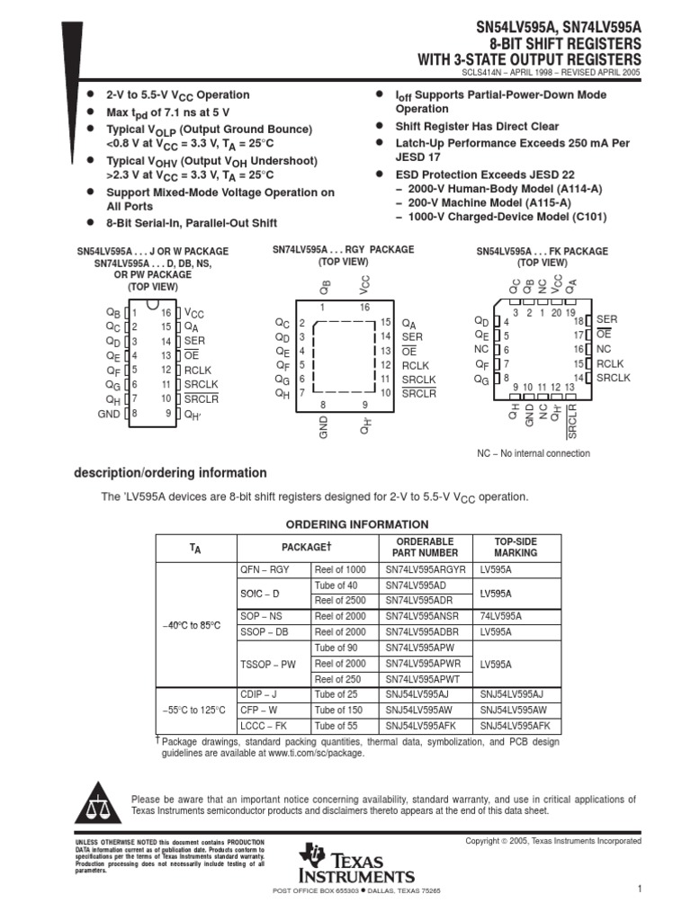 Lv595a PDF | PDF | Digital Electronics | Computer Hardware