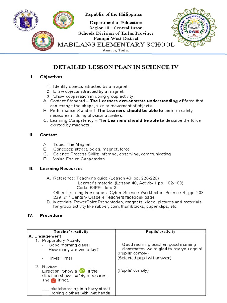 Grade 4 Magnetism Lesson Plan | PDF | Magnet | Teachers