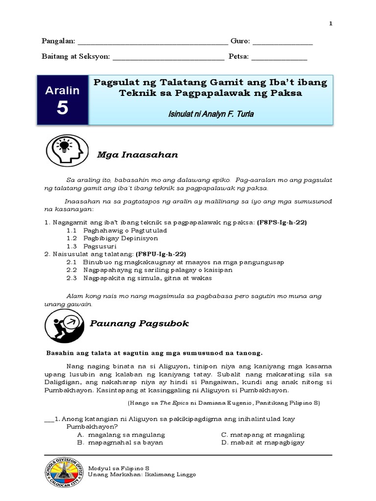 8-Filipino-Q1-W5-validated | PDF