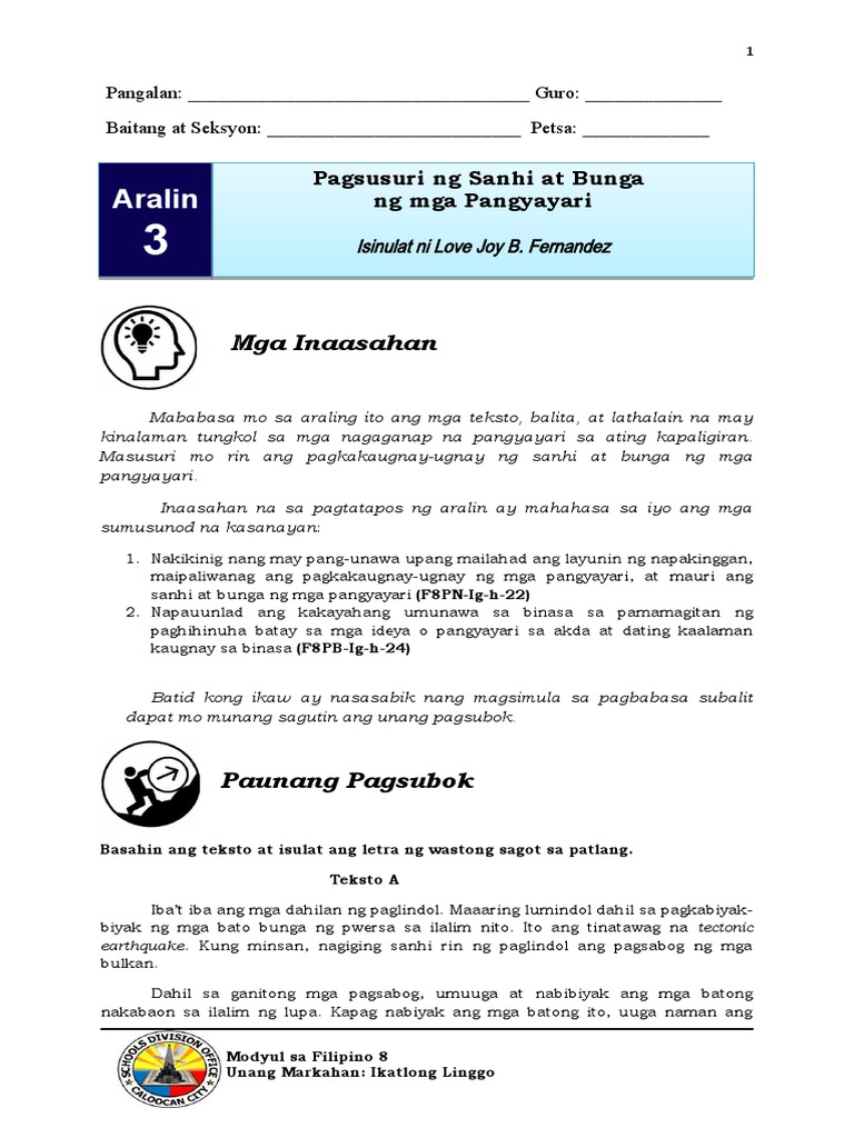 8 Filipino Q1 W3 Validated | PDF