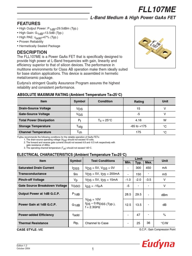 FLL107ME (Eudyna) | PDF | Field Effect Transistor | Electrical Engineering