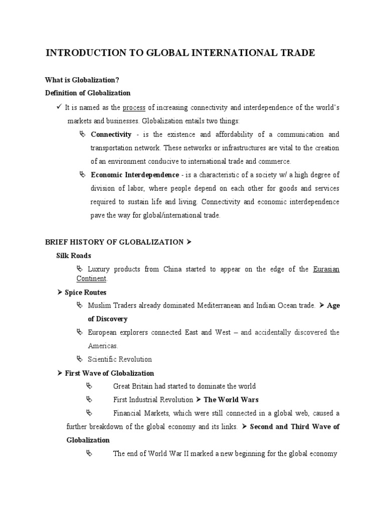 Introduction To Global International Trade | PDF | Globalization | Trade