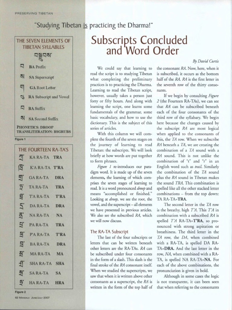 Understanding Tibetan Subscripts and Syntax | PDF | Preposition And ...