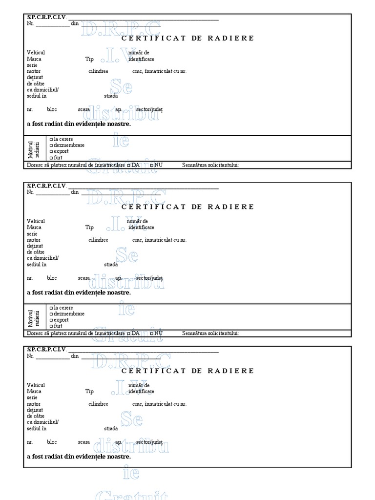 Certificat Radiere | PDF