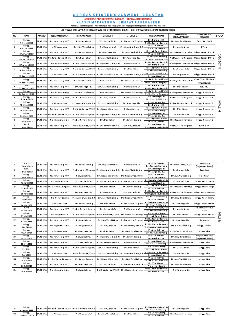 JADWAL LENGKAP TAHUN 2023 - Removed PDF | PDF