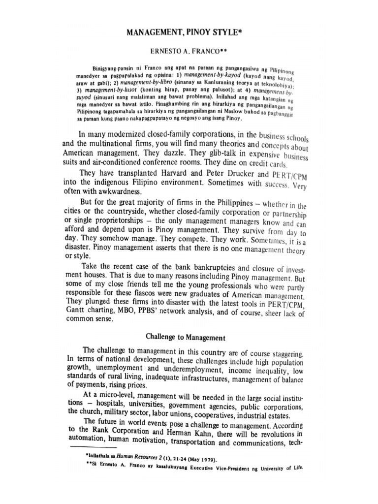 Management Pinoy Style | PDF