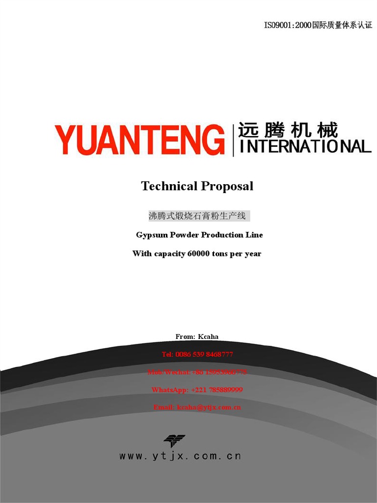Technical Proposal: Gypsum Powder Production Line With Capacity 60000 ...