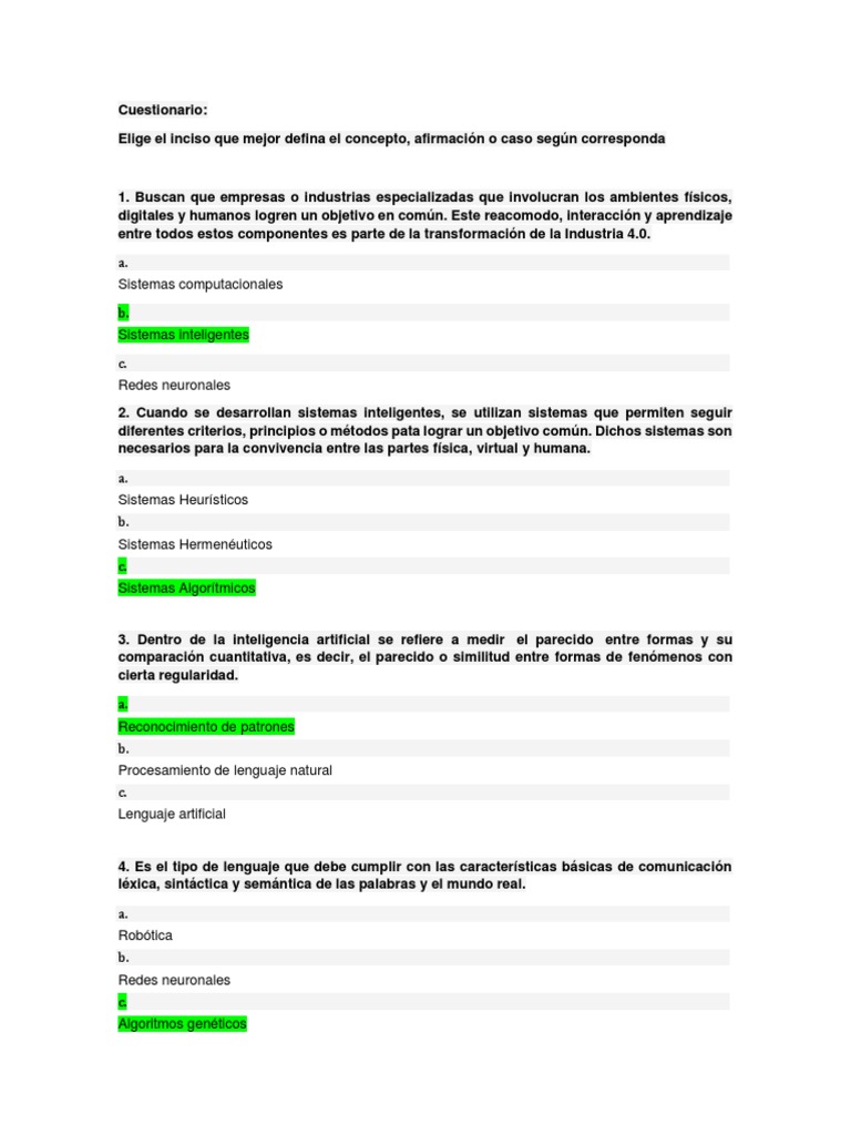 Preguntas Cuestionario 20 Preguntas | PDF | Aprendizaje automático | Aprendizaje profundo