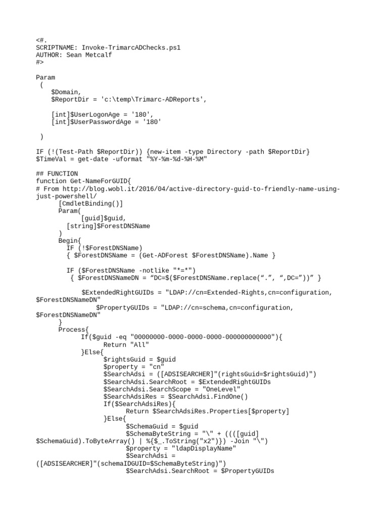 Invoke TrimarcADChecks | PDF | Active Directory | Group Policy