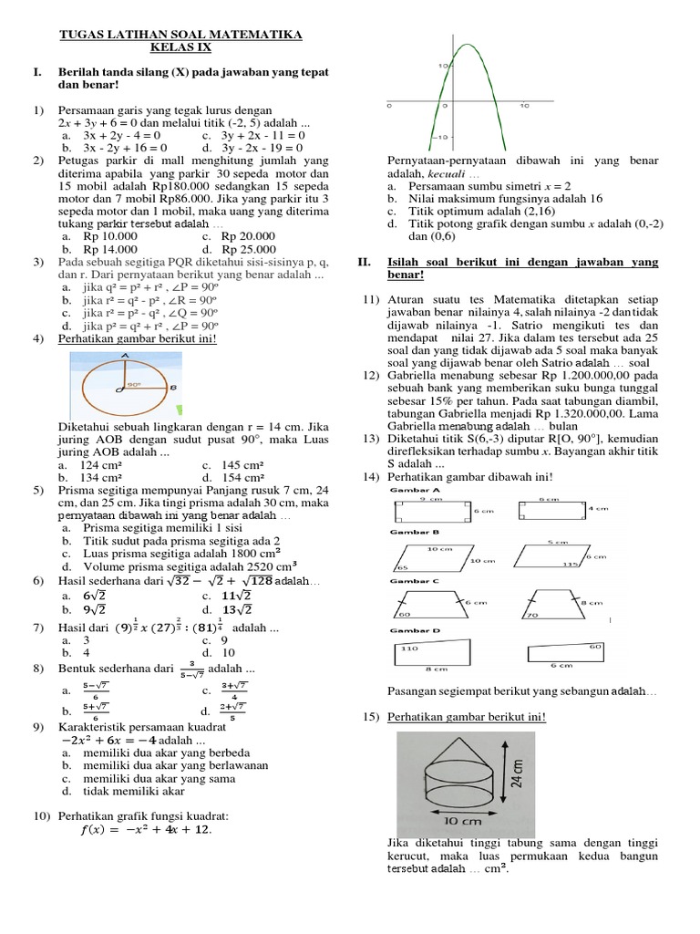 Soal Matematika Kelas IX: Latihan dan Jawaban | PDF