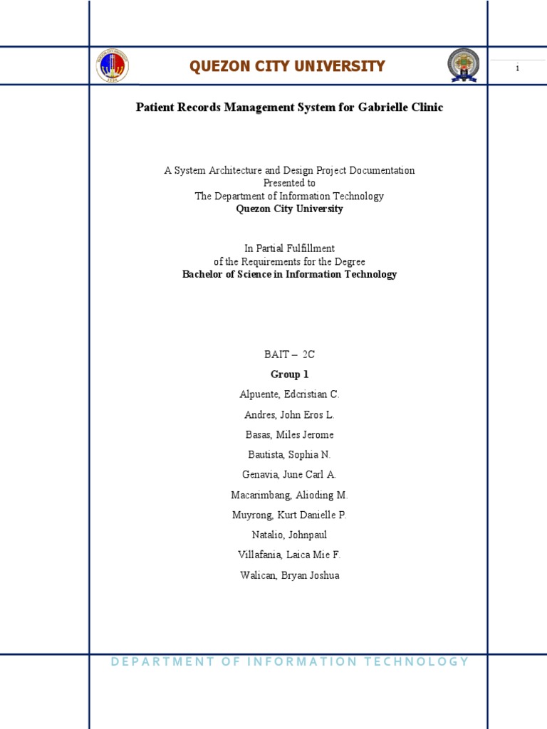 Group 1 Documentation. Patient Records Management System | PDF ...