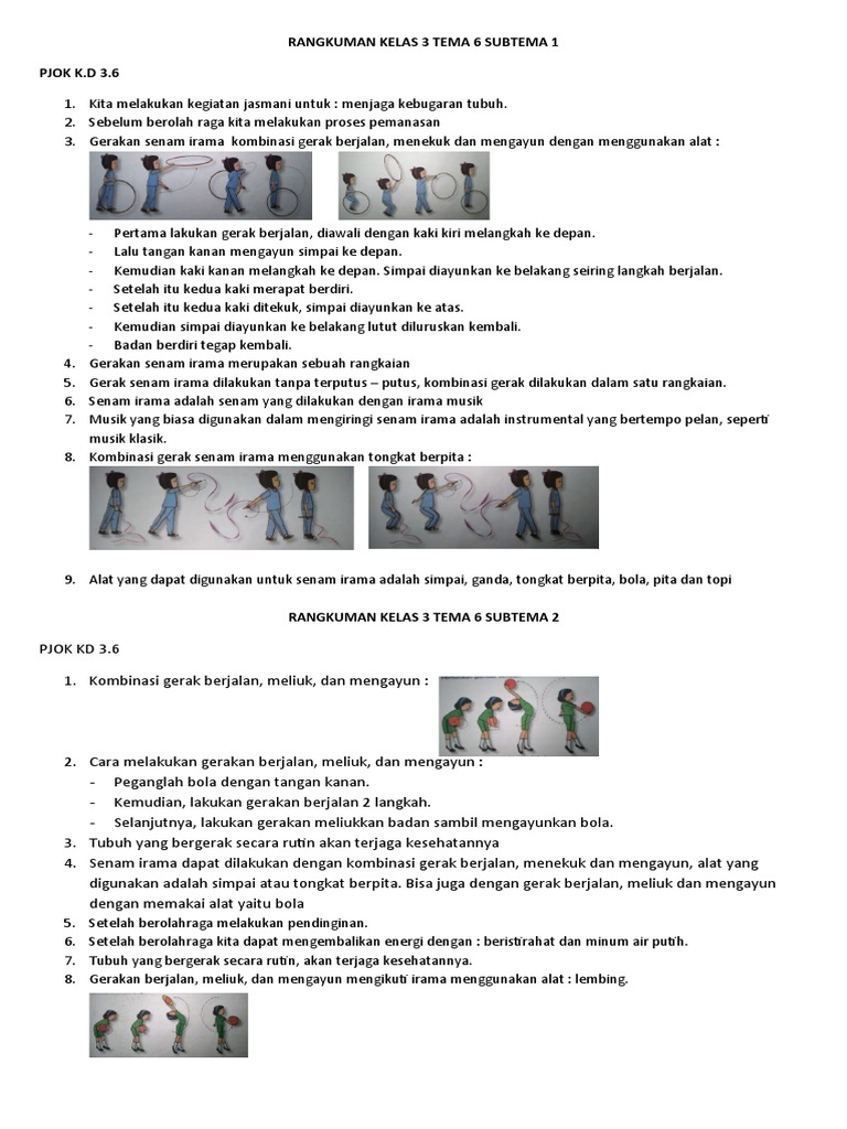 RANGKUMAN PJOK TEMA 6 ST 1,2,3,4 | PDF