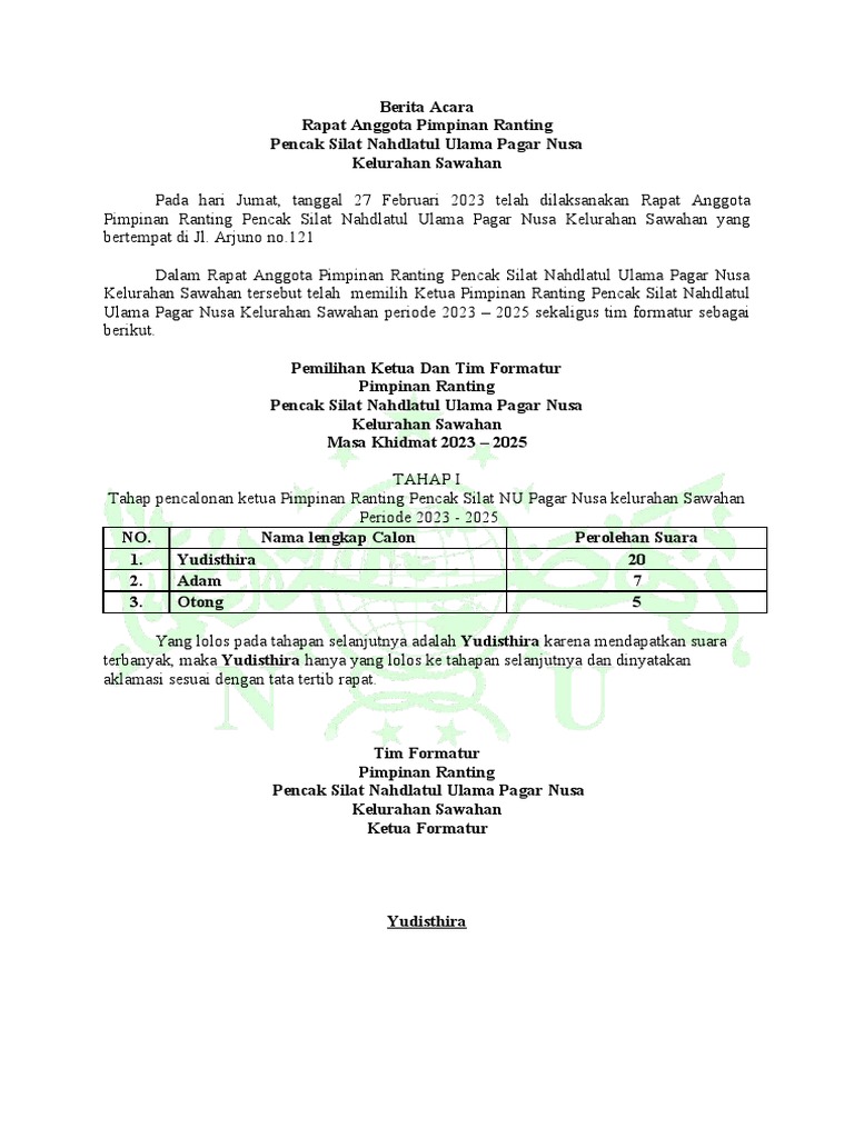 Berita Acara Pengajuan SK-1 | PDF