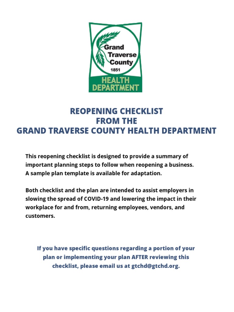 Checklist For Reopening | PDF | Employment | Occupational Safety And Health