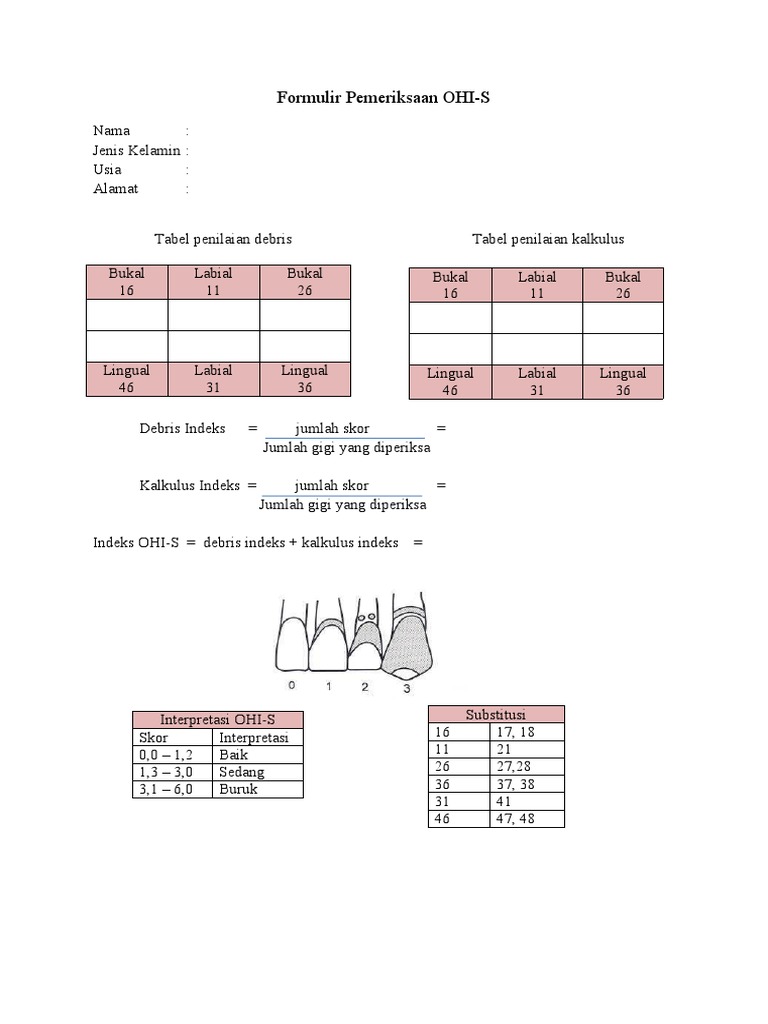 Formulir Pemeriksaan OHI | PDF