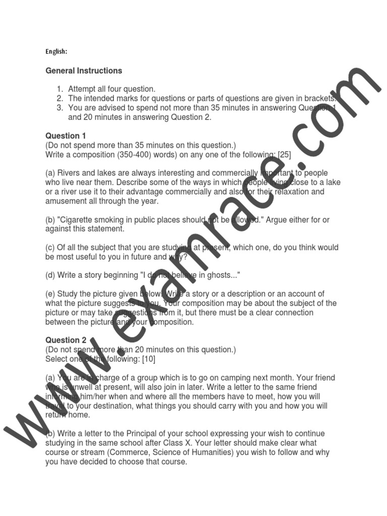 Picture Composition Guidelines for ICSE | PDF | Beaver | Question