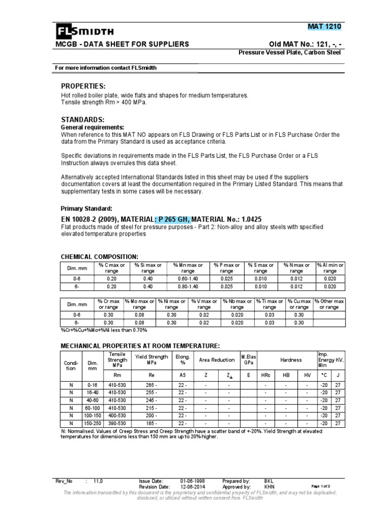 MAT 1210 MCGB - Data Sheet For Suppliers Old MAT No.: 121 | PDF | Sheet ...