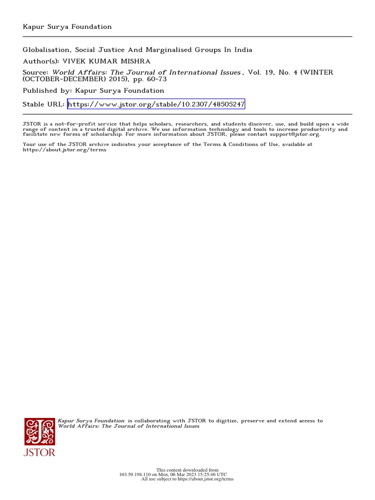 Globalisation and Social Justice | PDF | Globalization | Social Exclusion