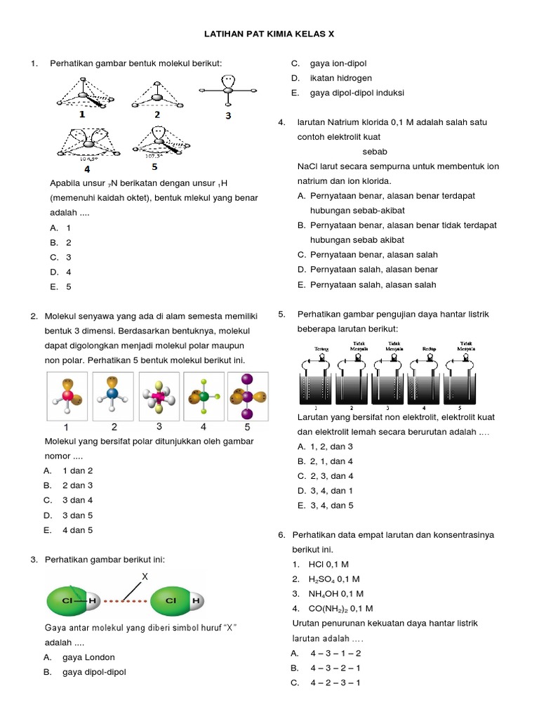 LATIHAN PAT KIMIA KELAS X.pdf | PDF
