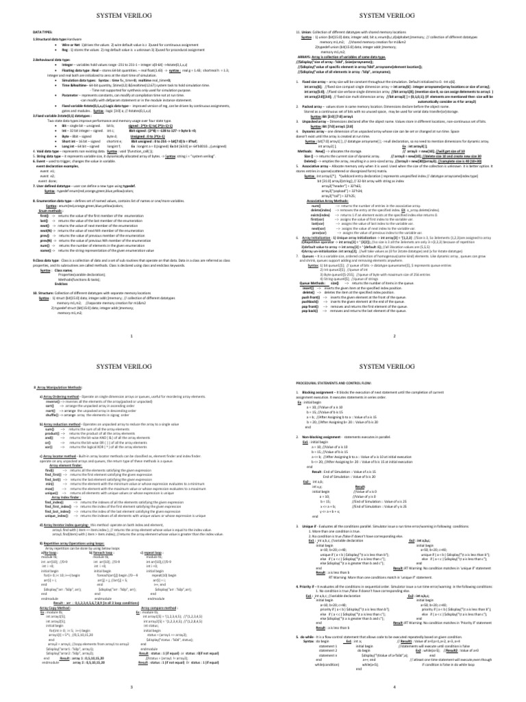 System Verilog Quick View 4pages | PDF | Parameter (Computer Programming) | Data Type