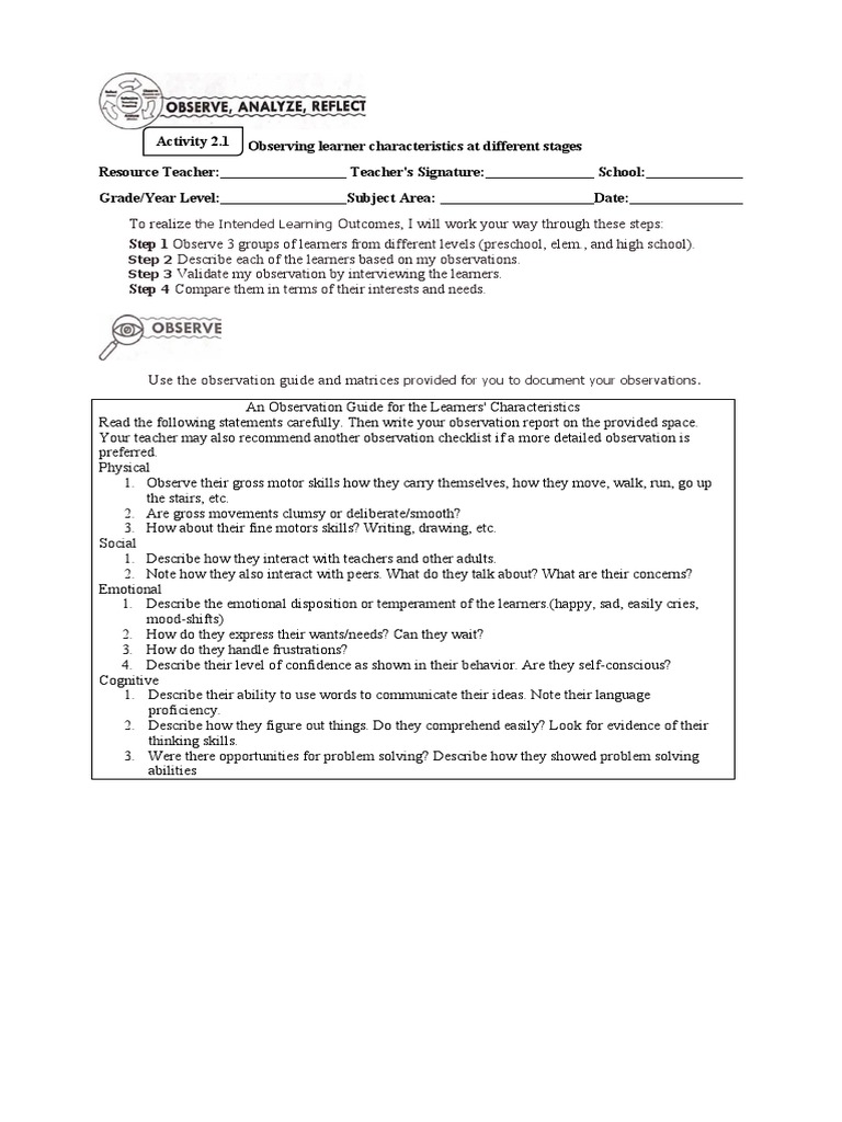 Observing Learner Characteristics at Different Stages: A Comparative ...