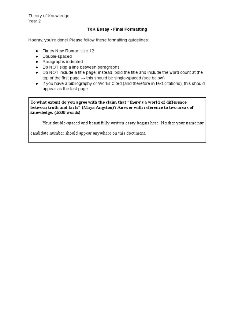 Tok Essay Final Formatting Guidelines Pdf