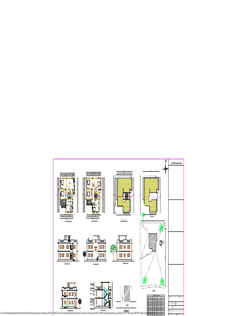 Residential Building Submission Drawing (30'x40') DWG | PDF